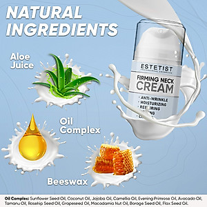 Neck Firming Cream for Tightening & Lifting Sagging Skin - Double Chin Reducer - Anti Wrinkle Anti Aging Treatment for Neck & Décolleté - Crepe Skin Repair for Chest - With Vitamin C & Coconut Oil