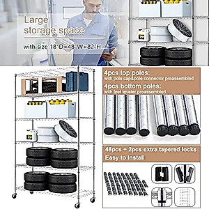 6-Tier Steel Wire Shelving Rack, UltraDurable Commercial-Grade NSF-Certified Storage Rack with Wheels, (350 lbs Capacity per Shelf) Storage Rolling Organizer Wire Rack for Garage Restaurant Kitchen