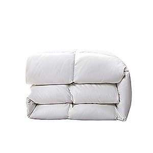 Serta White Down Feather Fiber Comforter Queen Size, All Seasons Warmth 300 Thread Count White Down Duvet Insert 500 Fill Power Fluffy Comforter with 100% Cotton Down Proof Cover