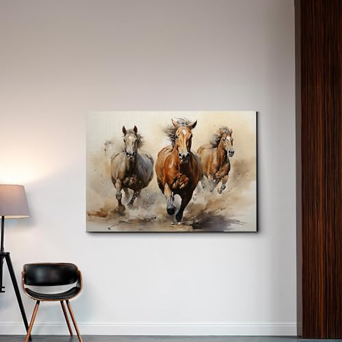 Majestic Black Stallion Galloping In The Clouds, Black Horse On Salt Flats, Canvas Print, Black Horse Print, Black Horse Wall Art