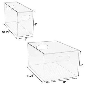Sorbus Plastic Storage Bins Clear Pantry Organizer Box Bin Containers for Organizing Kitchen Fridge, Food, Snack Pantry Cabinet, Fruit, Vegetables, Bathroom Supplies, 3-Piece Set