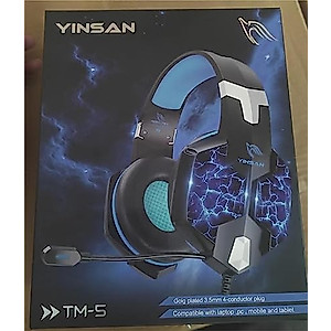 YINSAN Gaming Headset with Mic for PS4 PS5 Xbox Series X|S Nintendo Switch Xbox One PC, Wired Over Ear Gaming Headphones with Surround Sound, Noise-Cancelling, RGB Light, One-Key Mute Button