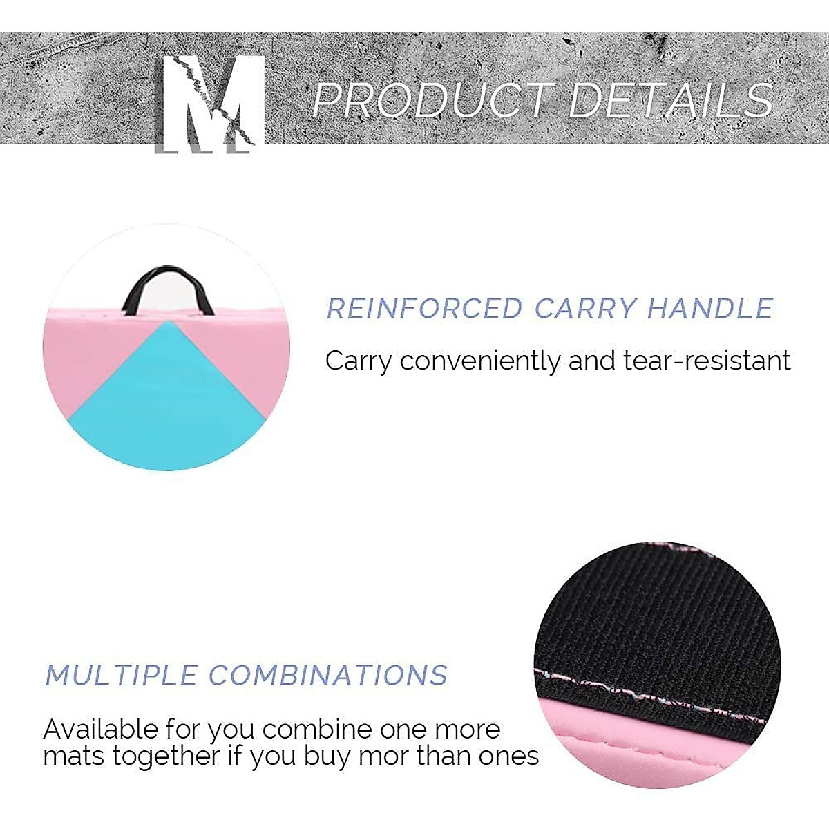 PanAme Folding Gymnastics Exercise Mats, 8’x4’x2” Thick Gymnastics Tumbling Mats, Lightweight Gymnastics Panel Mat with Carrying Handle for MMA, Yoga, Home Gym, Fitness(Pink&Blue)