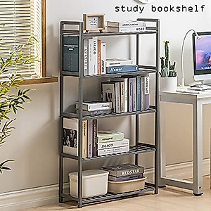 IOTXY Adjustable Multifunctional Shelving Unit - Small 4-Tier Bamboo Freestanding Shelf, Bathroom Towel Storage Shelves, Kitchen Organizer, Living Room Open Bookshelf, Entryway Shoe Rack, Light Green