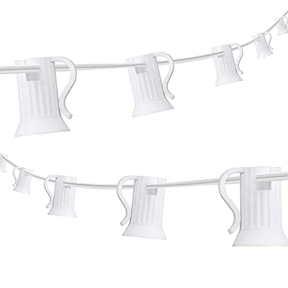 Encoidoz 100FT C9 Outdoor String Light Stringer, E17-12 Socket Spacing, C9 Christmas Stringer Set White Light String for Wedding Patio Event Lighting Decor, White Wire