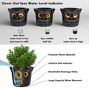 Restmo 3 Pack Plant Pots, 5” Self Watering Planters for Indoor Plants, Plastic Flower Pots with Owl Eye Water Level Indicator, for House Plants, African Violet, Succulents, Monstera, Dark Black
