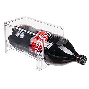 mDesign Large Stackable Kitchen Bin Storage Organizer Rack for Pop/Soda Bottles for Refrigerator, Pantry, Countertops and Cabinets - Holds 2-Liter Bottles - 4 Pack - Clear