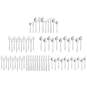 HENCKELS Lani 65-Piece Flatware Set + HENCKELS 15-Piece Knife Set with Block