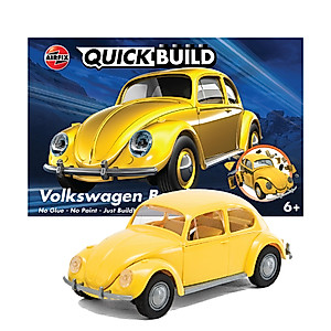 Airfix Quickbuild Volkswagen Beetle Yellow Brick Building Model Kit, Multicolor