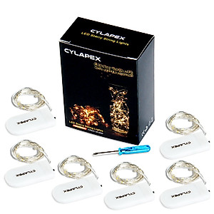CYLAPEX 6 Pack Fairy Lights Battery Operated 20 LED on 3.3ft Silvery Copper Wire Firefly Fairy String Lights Warm White for Wedding Party Mason Jar Christmas Decorations Bedroom Decor