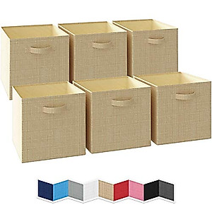 Cube Storage Baskets For Organizing - 13x13 Inch - Set of 6 Heavy-Duty Storage Cubes For Storage and Organization. Perfect Bins For Cubby Storage Boxes Or Cube Storage Organizer (Textured Beige)
