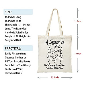 ZHANTUONE Canvas Tote Bag Gift，A Sister Is God’s Way，For Best Sisters，Best Sisters Gifts，Sister Gifts from Sister，Sister Birthday Gifts ，Sister Gift，Multipurpose Canvas Tote Bag Gift
