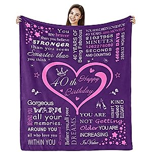 FTEFueie 40th Birthday Gifts for Women Blanket 50"x60", 40th Birthday Gifts Ideas, 1983 Birthday Gifts Throw Blanket Women, 40th Birthday Gifts for Sister Wife Mom, 40-Year-Old Birthday Gift Ideas