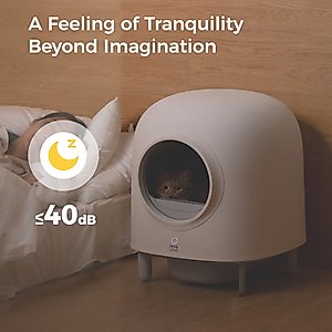 HHOLOVE Self Cleaning Automatic Cat Litter Box, Extra Large Smart Cat litter Box Robot for Multiple Cats Kitty with APP Remote Control, Anti-Pinch Radar Safety Protection,No More Scooping