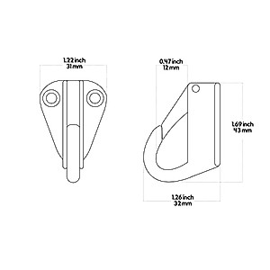 Atibin Outdoor Clothes Hanging Hook Stainless Hat Mounted Coat Hook Stainless Heavy Steel Fender Hook Hardware SUS316 2pcs