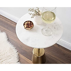 Kate and Laurel Tira Modern Marble Side Table, 14 x 14 x 24, Gold, Small Pedestal Table for Decorative Display