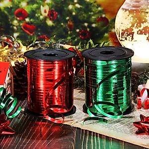 WHQXFDZ 880 Yards Christmas Curling Ribbon Metallic Gold Silver Red Green Shiny Cibbon Set Balloon String Metal Curly Ribbon for Christmas Gift Wrap Craft Holiday Decoration