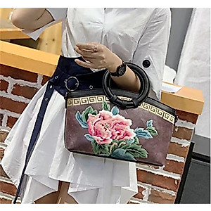 DANN Ladies Embroidered Handbag PU Ladies Shoulder Crossbody Bag (Color : C, Size