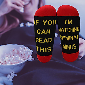 LEVLO Crimianl TV Fans Inspired Gift If You Can Read This Cotton Socks Mother's Day Graduation Teacher Christmas Gifts (2 Pairs/Set - Mid Calf - 3)