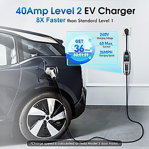 KHONS Level 2 EV Charger, Up to 32 Amp, 15.5ft Cable, Portable Electric Vehicle Charger, NEMA 14-50 Plug, Compatible with J1772 Electric Cars (G1S)