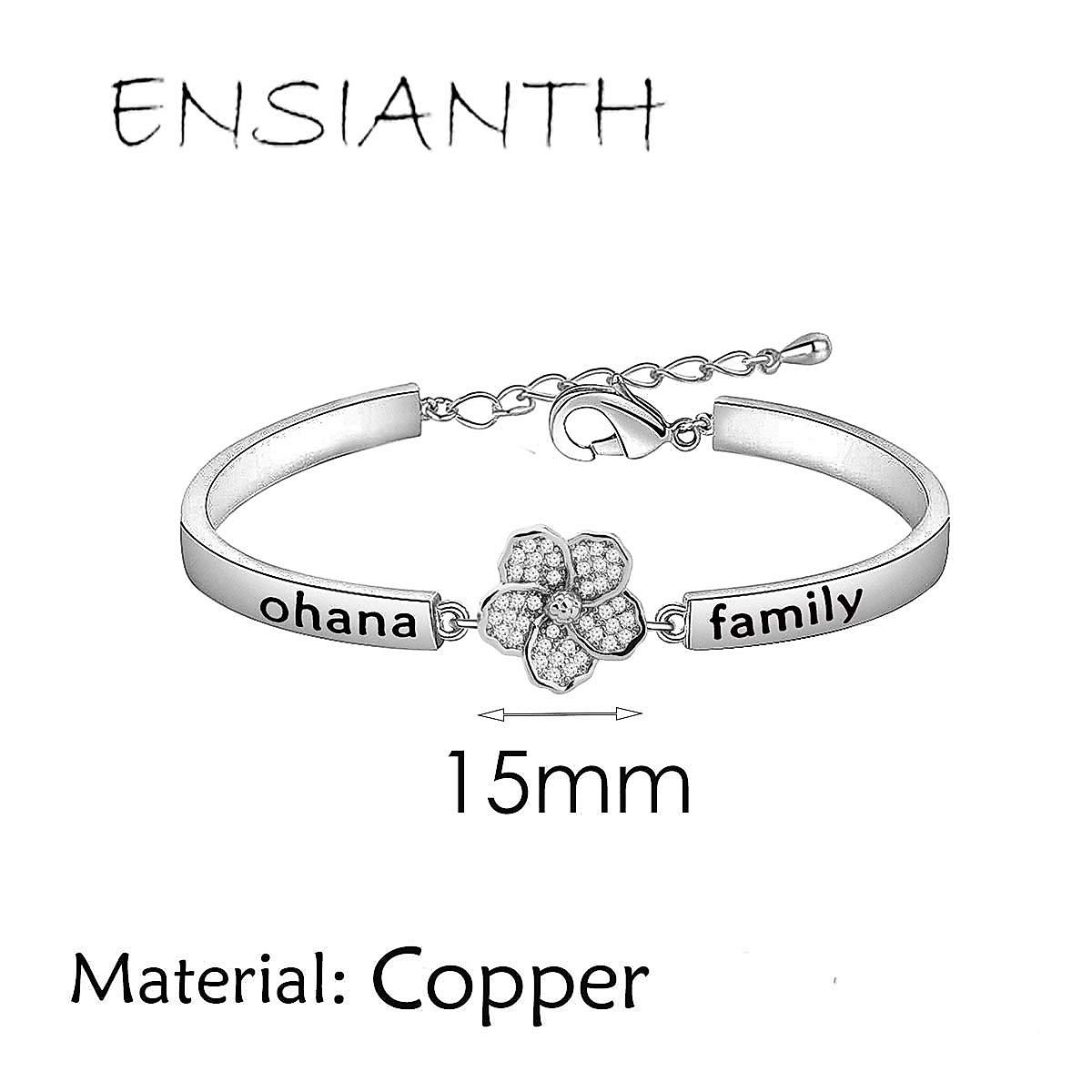 ENSIANTH Ohana Jewelry Ohana Means Family Hibiscus Charm Bracelet Hawaiian Family Jewelry (Bracelet Silver)