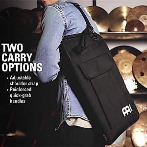 Meinl Percussion Drum Stick Bag with Extra Outside Pocket and Floor Tom Hooks – for Mallets, Brushes and Accessories, Black, Standard (MSB-1)