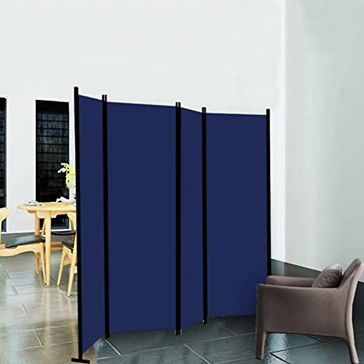 GOJOOASIS Room Dividers Folding Privacy Screens 4 Panel Partition (Blue)