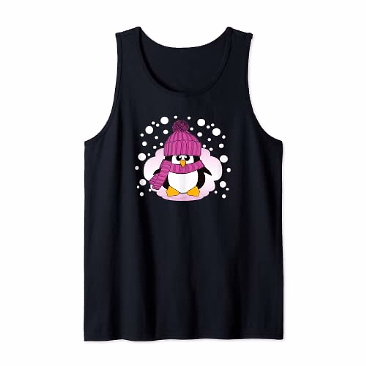 Christmas Penguin with Pink Hat and Scarf Stocking Stuffer Tank Top