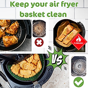 MG ONE 2-Pack Reusable Silicone Air Fryer Liners - Silicone Air Fryer Accessories - Silicone Air Fryer Basket, 8.5 inch Green+Beige Liners For 5 Qt or Bigger Air Fryer