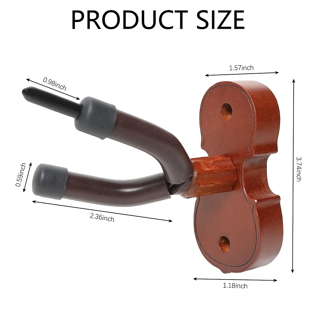 DODOMI Mahogany Violin Wall Mount Hanger with Bow Hook - Violin and Viola Stand