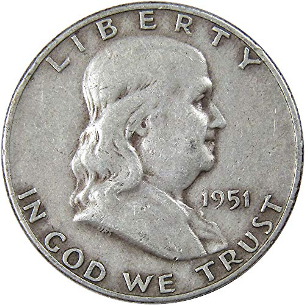 1951 D Franklin Half Dollar VF Very Fine 90% Silver 50c US Coin Collectible