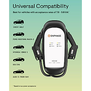 40 Amp Dual EV Charger, Enphase HCS-D50, 240v, 9.6kW Power, 5-Year Warranty, Safety Certified, J1772 Connectors, Hardwired, 25ft Cables, Formerly ClipperCreek