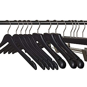 NAHANCO 20817 Wooden Top Hanger, Flat, 17", Rubberized Black Coating (Pack of 100)