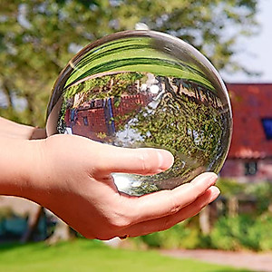 awagas K9 Crystal Ball 150mm Clear Crystal Ball Artificial Glass Crystal Ball Magic Healing Crystal Sphere Ball Lense Ball with Wooden Stand for Meditation Divination Healing Photography Decoration