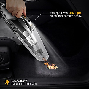 luium Handheld Vacuum Cordless, Car Vacuum Cordless Rechargeable, Wet-Dry Use Portable Hand Vacuum Cleaner with High Power 9Kpa Strong Suction, Reusable Filter and LED Light for Car, Home, Office