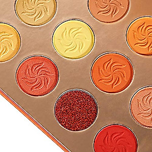 DE'LANCI Burnt Orange Eyeshadow Palette Fall Makeup Matte Shimmer Pressed Glitter Eye shadow 15 Warm Color Shadows Sunset Makeup Palette Nature Tone Eye-catching Chili Pallete