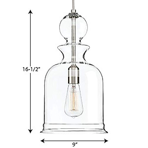 Staunton Collection 1-Light Clear Glass Global Pendant Light Brushed Nickel