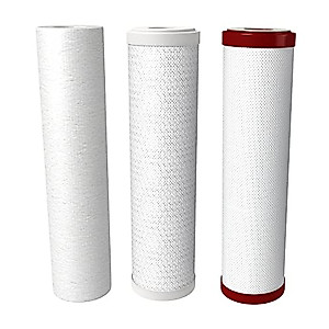 AquaticLife 10-Inch Sediment, Carbon Block and Carbon Plus Chloramine Water Filter Replacement Cartridge Kit for RODI System Reverse Osmosis Deionization Filtration Unit