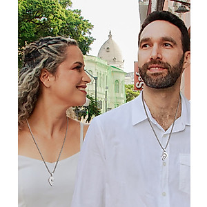 Buleens Heart Pendant Necklaces for Women Mens Girls Bff Couple Friendship Matching Yin Yang Sun Moon Magnet Necklace Lock Key Anchor Chain Set Stainless Steel Cubic Zirconia (Lock Heart Couple Necklaces -005)