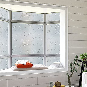 Frosted Privacy Glass Window Film, Vinyl Decorative Window Decals, Static Clings No-Glue Removable Window Film for Home Bathroom Living Room (17.5 x 78.7 inch)