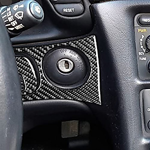 Carbon Fiber Black Panel Frame Decal Cover Trim Compatible with Chevrolet Corvette C5 1998-2004 LHD (Classic, Engine Start Ignition Panel)