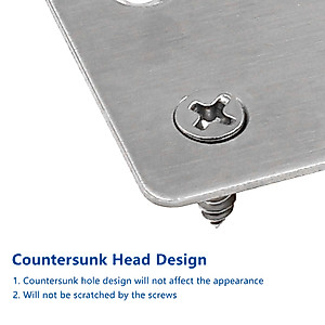 BokWin 6Pcs Silver Mending Bracket Plate, 80 x 40 x 2mm Stainless Steel Heavy Duty Flat Corner Brace for Wood, Metal Straight Fixing Joining Shelf Support Corner for Shelves, Furniture and Cabinet