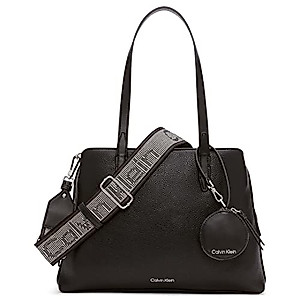 Calvin Klein Millie 2 in 1 Triple Compartment Tote, Black/Silver