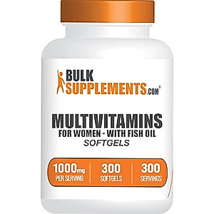 BulkSupplements.com Multivitamin for Women Softgels - Women's Multivitamin with Iron, Multimineral Supplement, with Fish Oil - Gluten Free, 1 Softgel per Serving, 300 Count (Pack of 1)