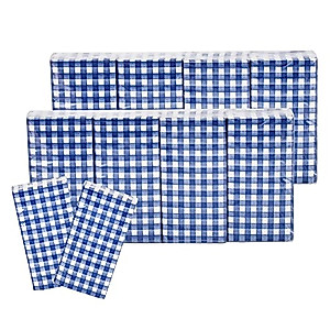 Blue Gingham Plaid Pocket Pack, Plaid Facial Tissue, 8 Pack