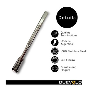 DUEVOLO Stainless Steel Spring Bombilla Flat (Straw), with detail heat difusor. Removable system for easy cleaning. Yerba Mate Cup Bombilla Gourd Drinking Filter Straws. Yerba Mate Gourd.