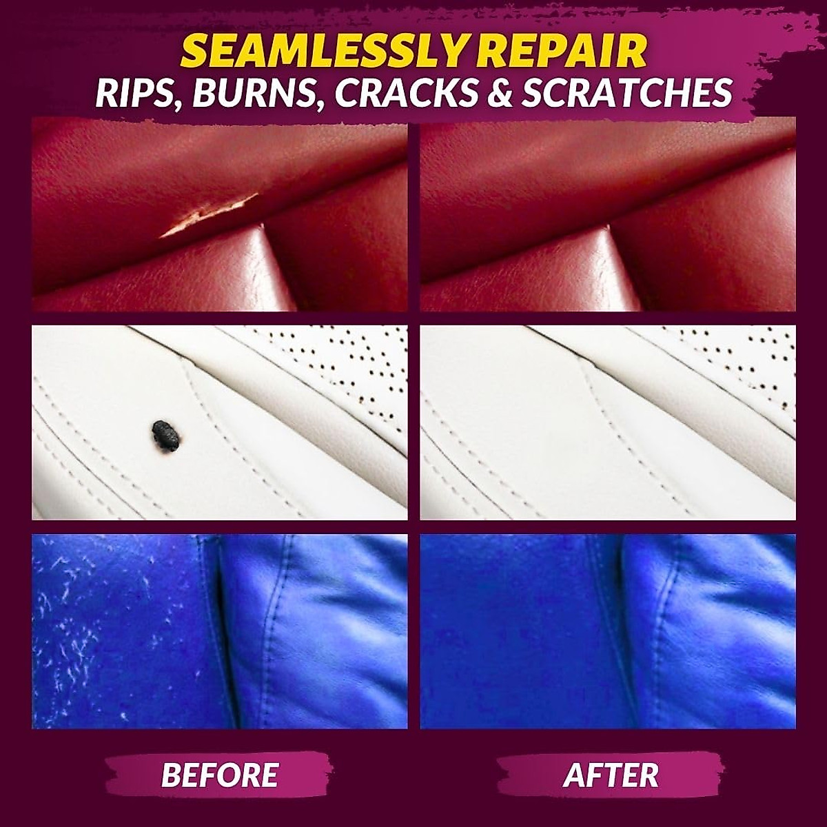 COCONIX Leather & Vinyl Repair Kit - Brown & Shades | Fix Tears, Holes, Scratches, and Peeling on Leather and Vinyl Furniture, Car Seats, and Jackets | Easy Application with Customizable Colors