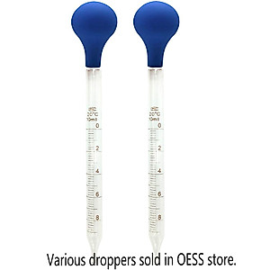 OESS Glass Graduated Dropper Pipettes with Blue Rubber Caps 10ml Pk/4
