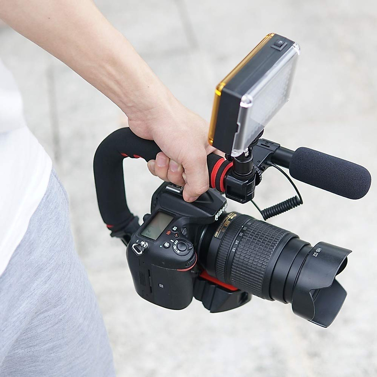 Camera Video Stabilizer Handle Video Grip Camera Video Light Triple Shoe Mount for Gopro for DSLR Sony Nikon Canon for iPhone (Set1)
