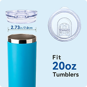 Prurex 2 Pack 20 oz Skinny Tumble Lids,Replacement Spill Proof Splash Resistant Sliding Cup Covers for 2.73" Inner DiameterTumbler,Straw Friendly,BPA Free